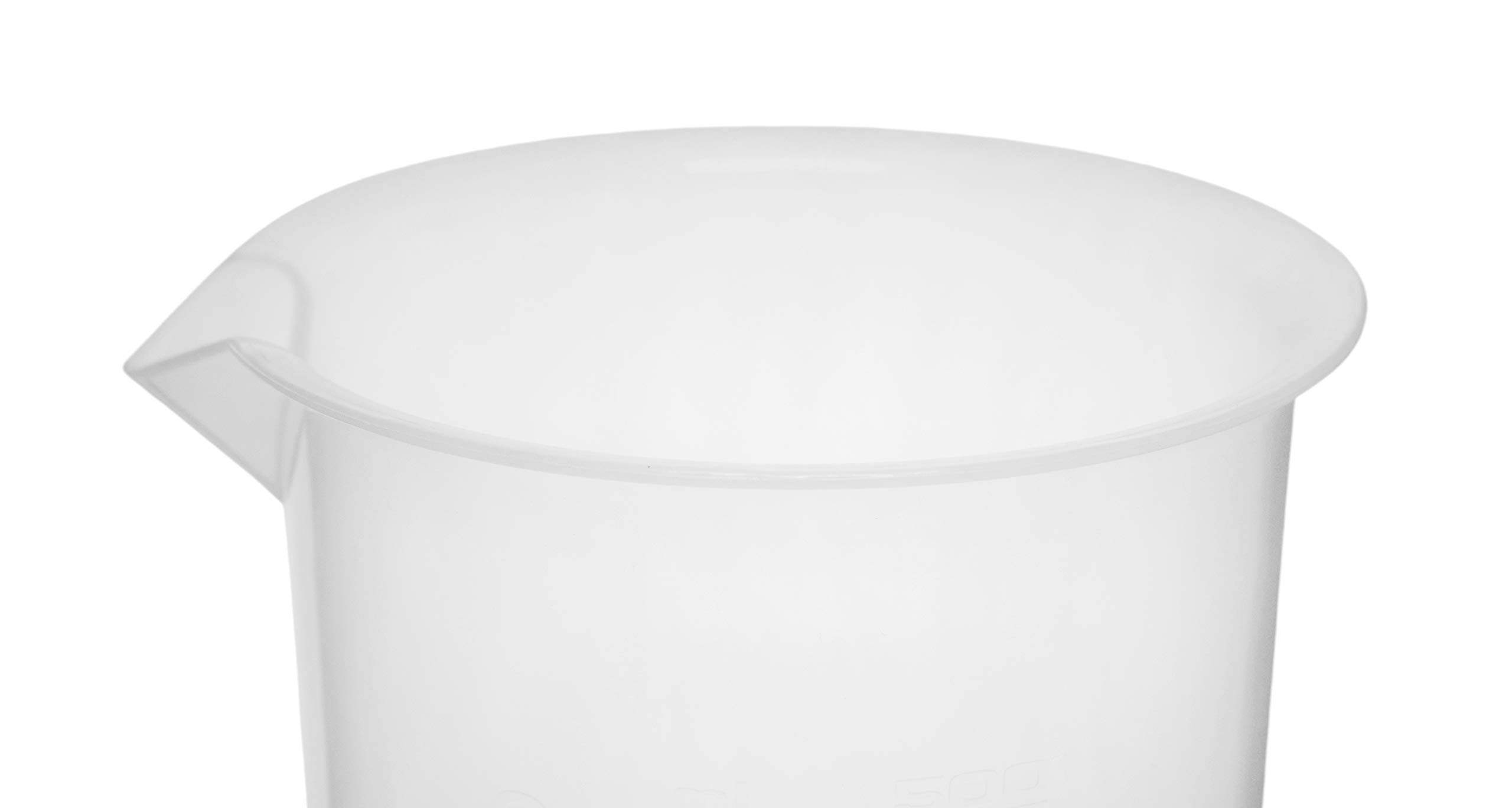EISCO Plastic Beaker, 500ml - Polypropylene Plastic - Raised Graduations, Tapered Spout - Euro Design