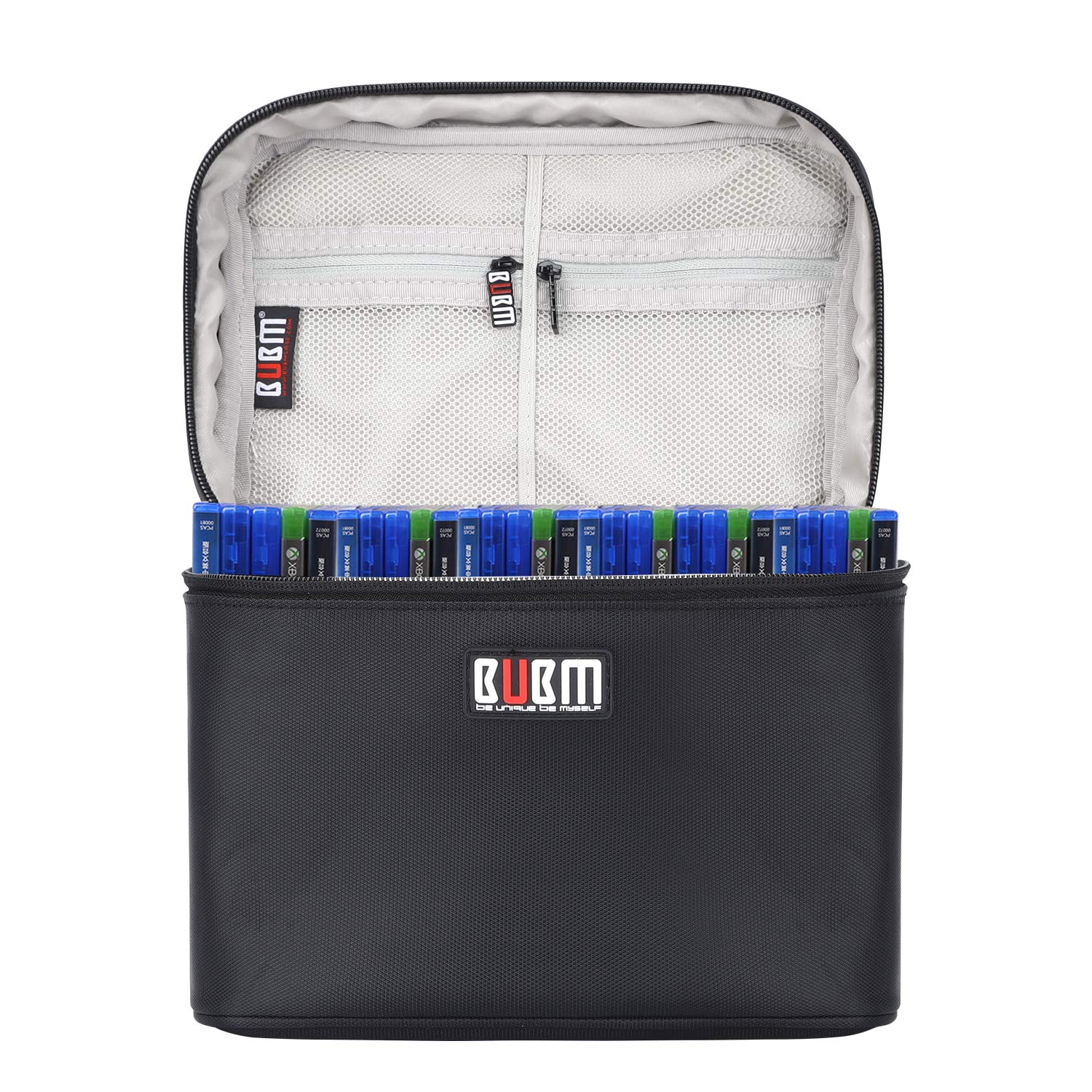 BUBM Portable Carrying Case Compatible with PS4/ PS4 PRO, Fit Xbox One Game Disc Storage Bag Travel Case(Hold Up to 15 Discs)-Black