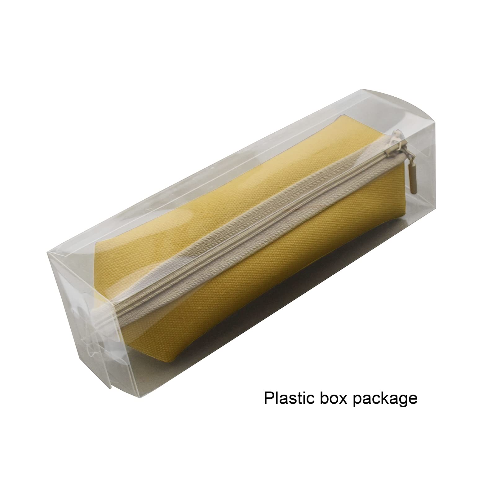 enyuwlcm Canvas Stationery Stylish Small Pencil Pouch and Slim Pencil Case with 2 Zippers 1 Pack Yellow