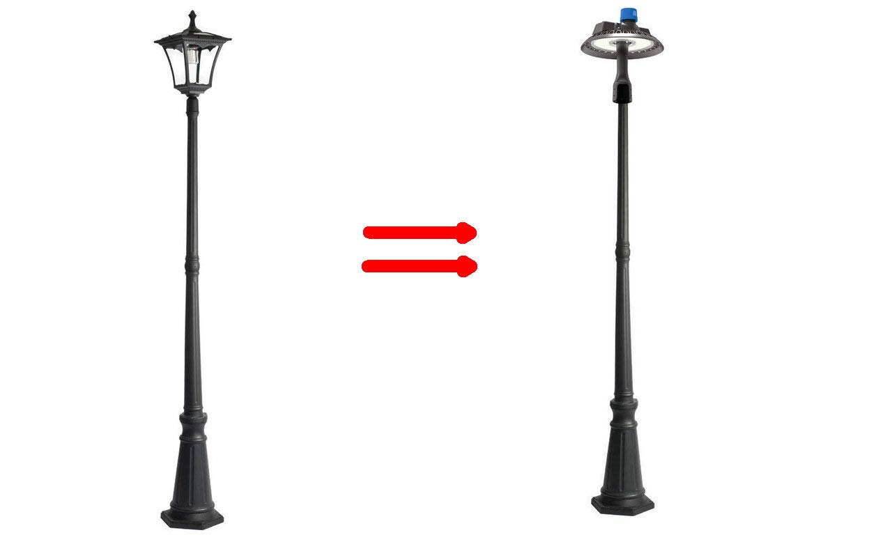 KRLED Post Top Light 100W LED Circular Area Light Dusk to Dawn (Photocell Including 13000Lm 5500K Pure White Garden Pole Lights Fixture for Street Yard Garden