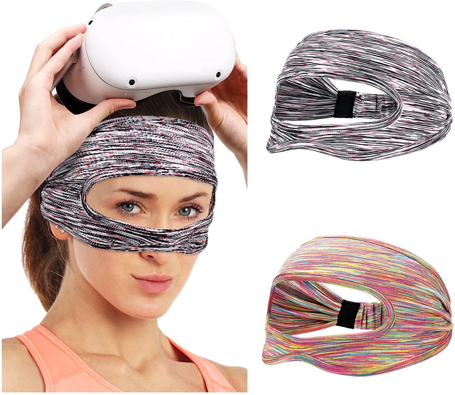 BOGUT VR Masks Face Sweat Band, Breathable Elastic Sweat GuarDesigned Adjustable Home VR Eye Mask, Compatible with Oculus Quest 2 Virtual Reality Headset for Use VR Workouts Supernatual (3pcs)