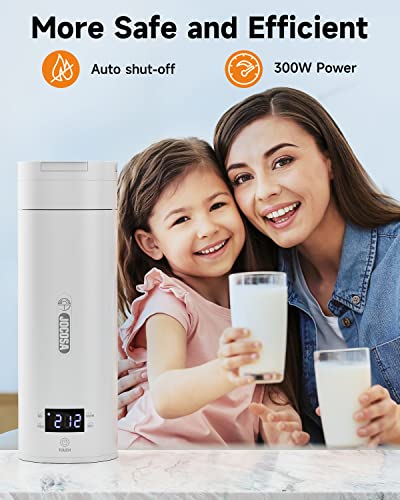 Travel Kettle, Portable Electric Kettle Small Kettle Boiler for Travel and Work, 304 Stainless Steel,BPA Free, 4 Temperature Adjustable with LED Display,Auto Shut-Off and Boil Dry Protection with Keep Warm Function,380ml Mini Kettle.