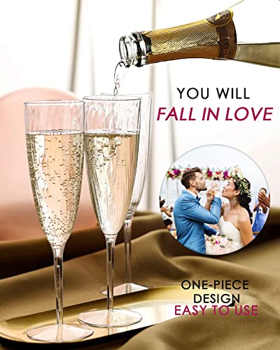 HyHousing 48 Plastic Champagne Flutes, Clear Disposable Plastic Champagne Glasses Reusable Wine Cocktail Cups for Home Daily Life Party Wedding Toasting Drinking Birthday(6 oz)