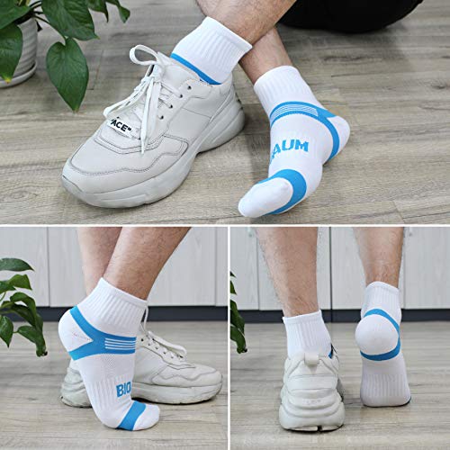 BIOAUM Men's Athletic Socks Size 10-13 - 6 Pairs Cotton Quarter Socks for Running, Workout, Work