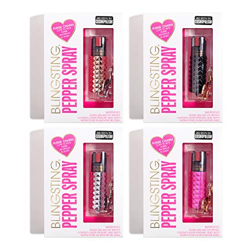 BLINGSTING Pepper Spray Maximum OC Strength Self Defense Spray for Women, 12 ft Spray Range & UV Dye