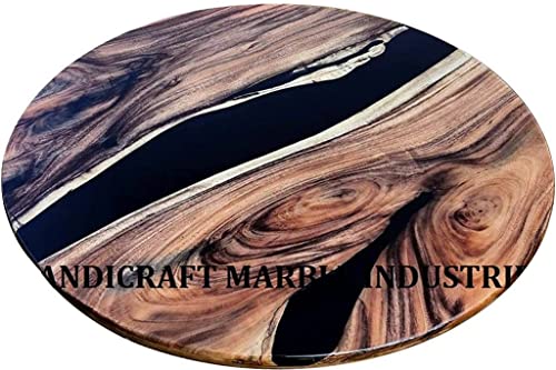 Epoxy Table, Live Edge Wooden Table, Epoxy Resin River Table, Natural Wood,Dining table, Natural Epoxy Table, Resin Table 51x51 inch