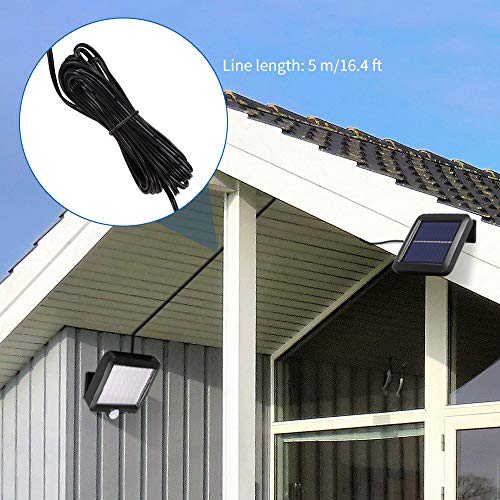 BIOBEY Solar Motion Lights, 56 LEDs Bright Solar Powered Flood Lights with 5 M/16.4 FT Power Cable, Waterproof Human Body Sensor Fission Induction Solar Lamp Yard Street Security Lamp