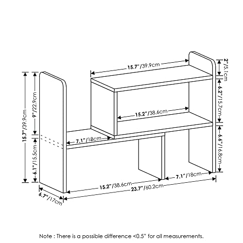 Furinno Classic Desktop Organizer Storage Rack Adjustable Free Style Rotation Display Bookshelf, Espresso 6.7D x 23.7W x 15.67H in