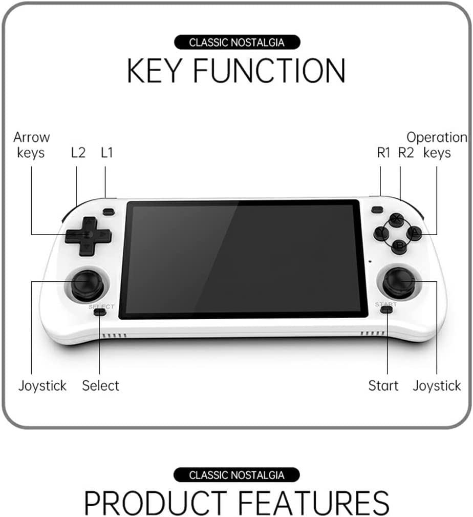 Cawevon Powkiddy RGB10 MAX 2 Handheld Games Console ,Video Game Console Open Source Handheld PSP Retro Game Console 80 Arcade, 5 inches (17000 Games 128G White)