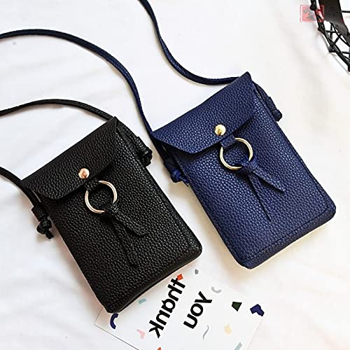 PKSANIT Leather Crossbody Bag, Mini Cell Phone Purse Wallet Fashion Travel Shoulder Bag (Black)