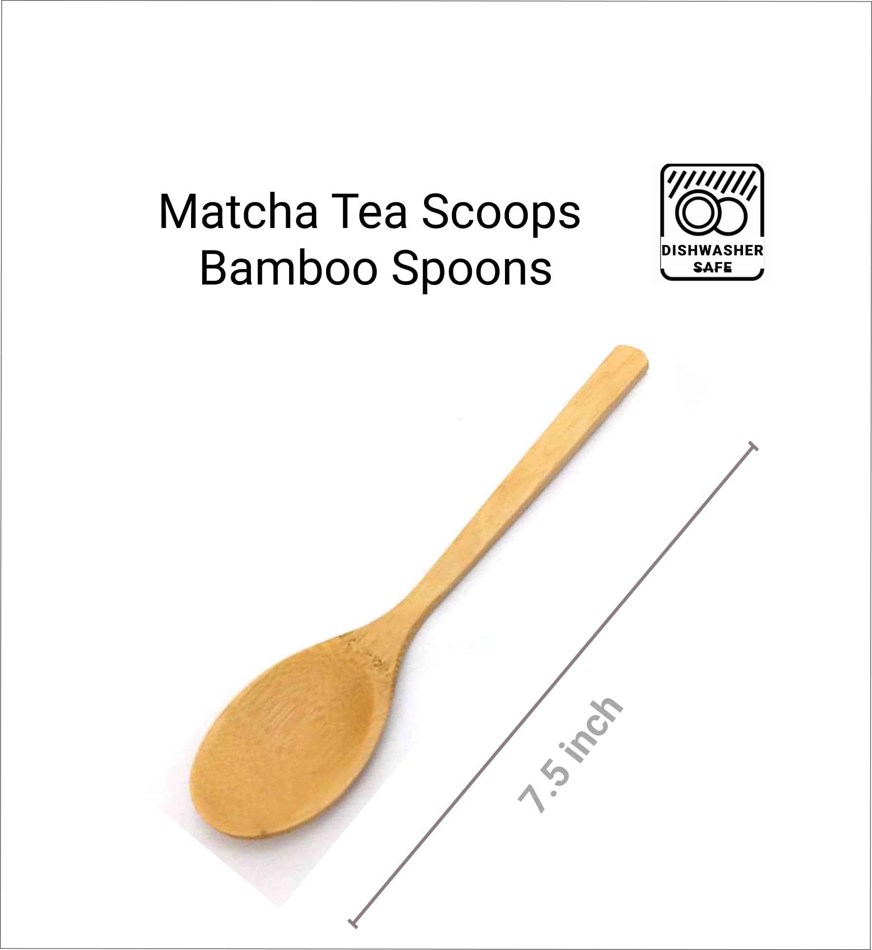 JapanBargain 3805, Bamboo Spoons for Eating Mixing Stirring Matcha Tea Scoop Spice Salt Sugar Appetizer Snack Ice Cream Yogurt Scoops Table Spoons, 7.5 inch, Pack of 10