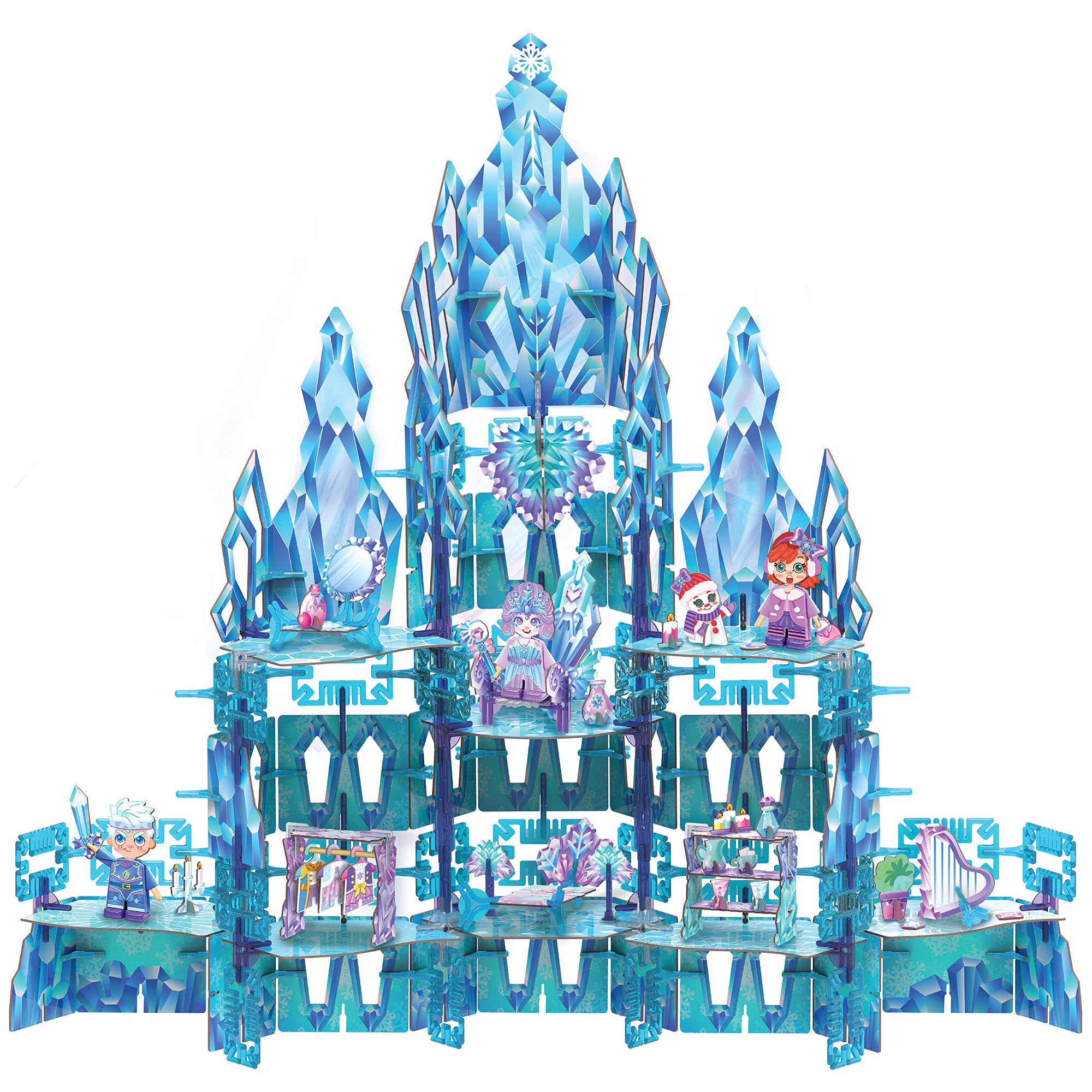 PINXIES Enchanted Ice Castle | Build-Your-Own Magical Kingdom Play Set, Kids 3D Puzzle Toy - STEM Girl Toys Ages 6-7 and Up