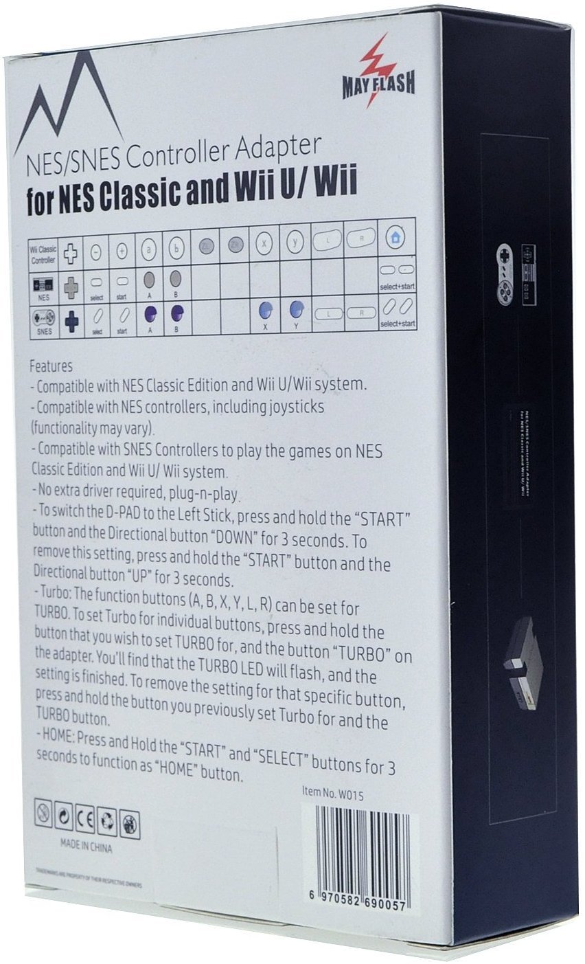 May Flash NES/SNES Controller Adapter for NES Classic and Wii U/Wii