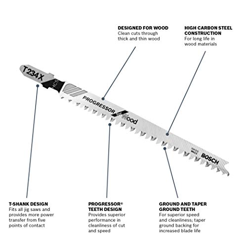 BOSCH T234X25 4-1/2" Progressor HCS BOSCH Shank Jigsaw Blade 25 Pack