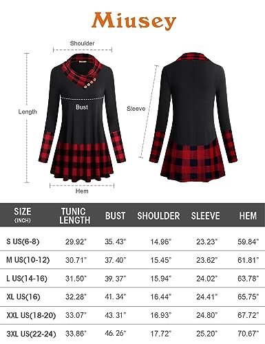 Miusey Womens Tunic Shirts,Long Sleeve Cowl Neck Flared Vintage A Line Loose Fit Shirt Casual Top Wine Red X-Large
