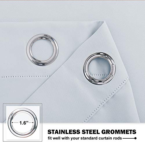 NICETOWN Greyish White Room Darkening Valances - Energy Efficient Kitchen Grommet-Top Kitchen Curtain Panels for Short Windows (2-Pack, W42 x L18 + 1.2 inches Header, Platinum-Greyish White)