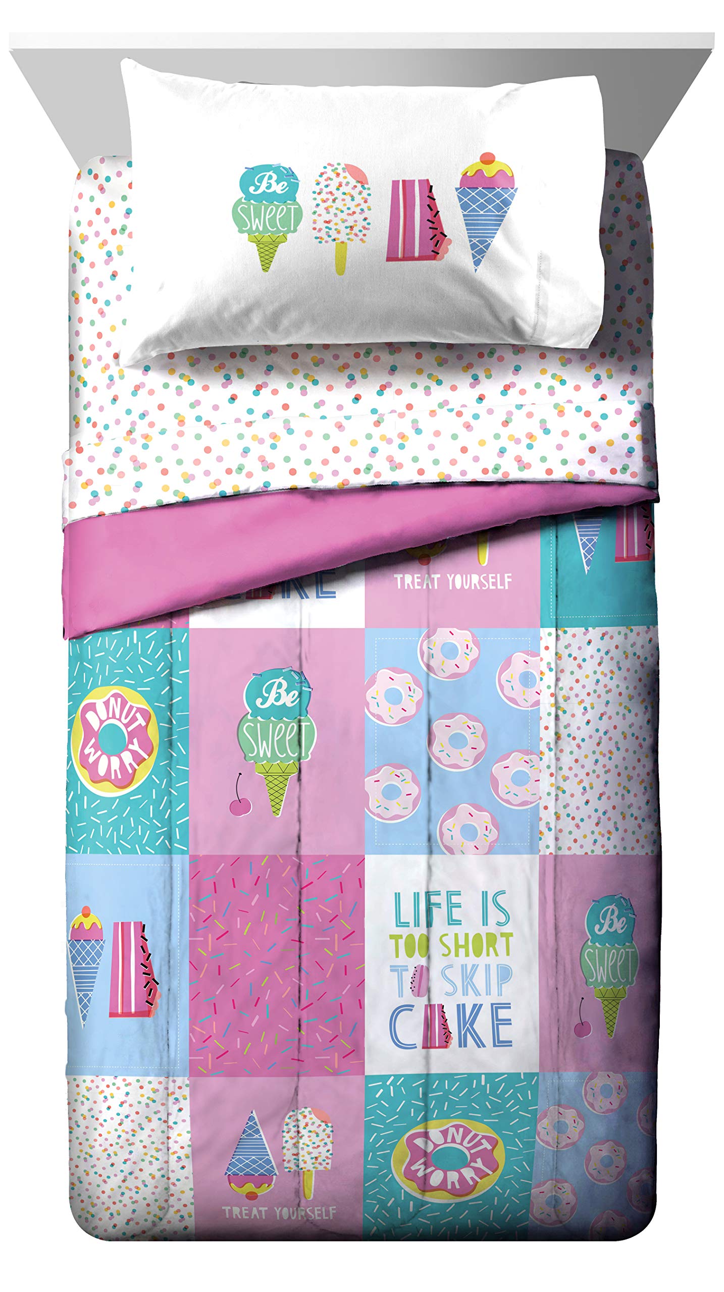 Jay Franco Trend Collector Be Sweet 7 Piece Full Bed Set - Includes Comforter & Sheet Set - Super Soft Fade Resistant Microfiber Bedding