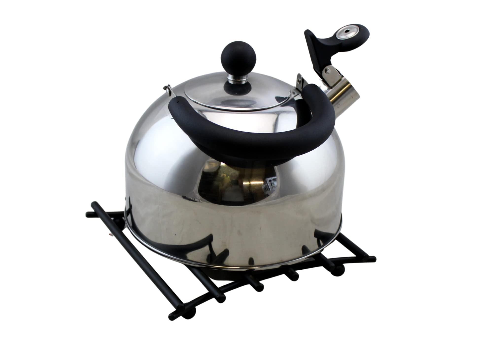 Dependable Industries Modern Sleek Euro Square Heavy Weight Steel Black Decorative Design Kitchen Trivet Protect Tables and Countertops from Hot Pots Trays and Pans