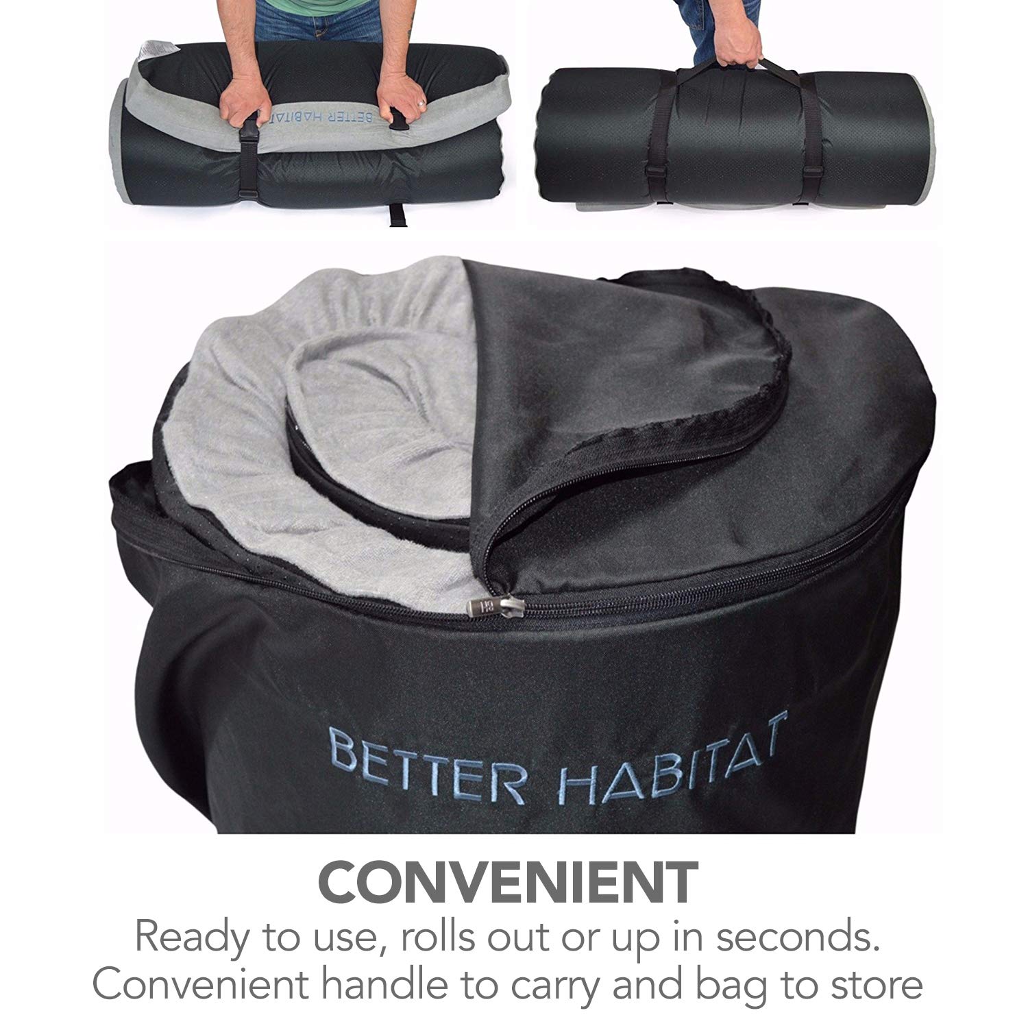 Better Habitat SleepReady Portable Floor Bed | 3 inch 100% CertiPUR-US Memory Foam | Twin, Single | Sleeping Pad, Camping Mattress | Roll Out, Foldable, Waterproof Cover, Travel Bag | 1 yr Warranty…