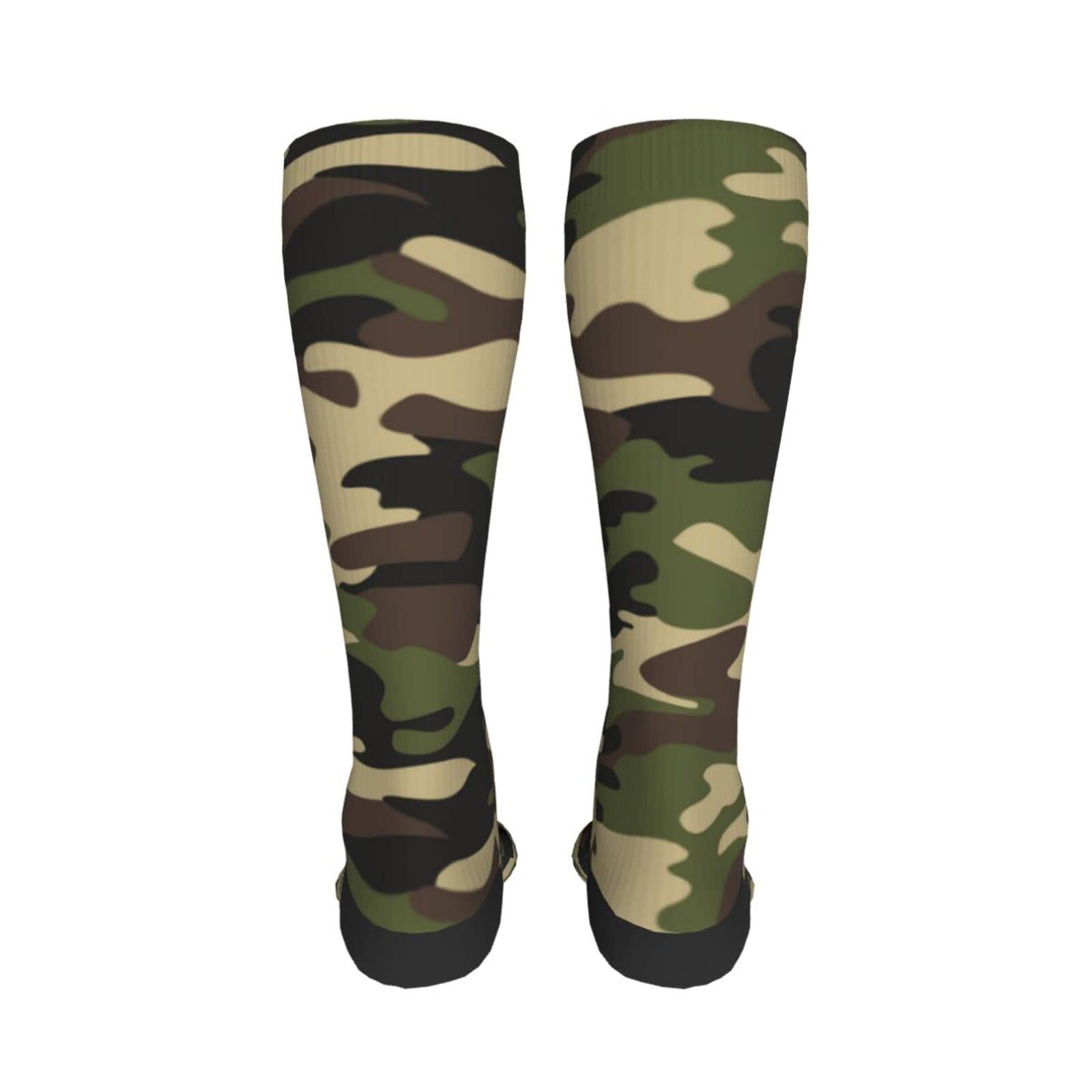 Braytow Army Green Camouflage Unisex Compression Socks For Women And Men Polyester Knee High Sock For Running Travel Athletic Cycling
