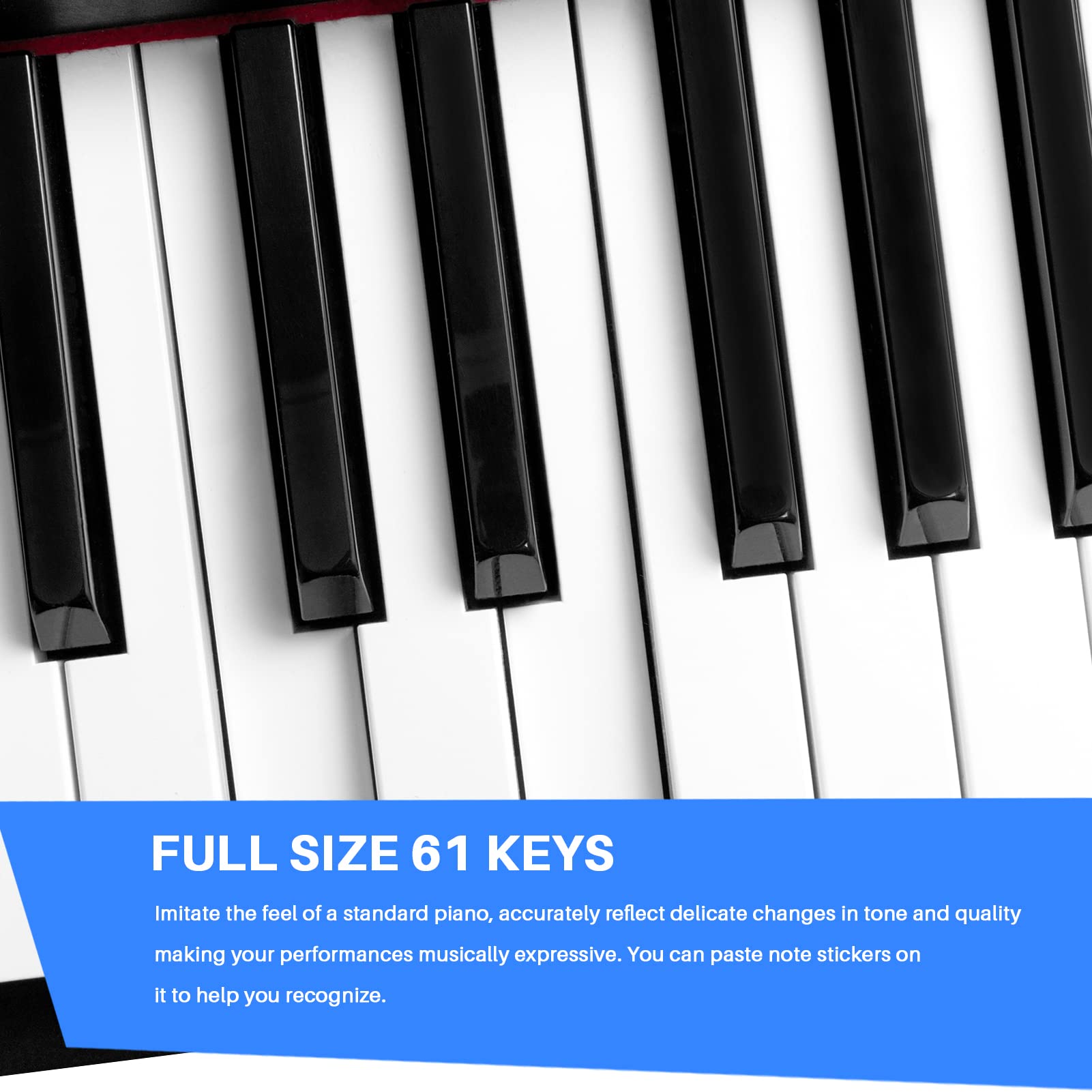 Camide 61 Key Keyboard Piano for Beginners with Speakers, Digital Piano Stand, Bench, Headphones, Microphone, Sticker Sheet and Demo Songs
