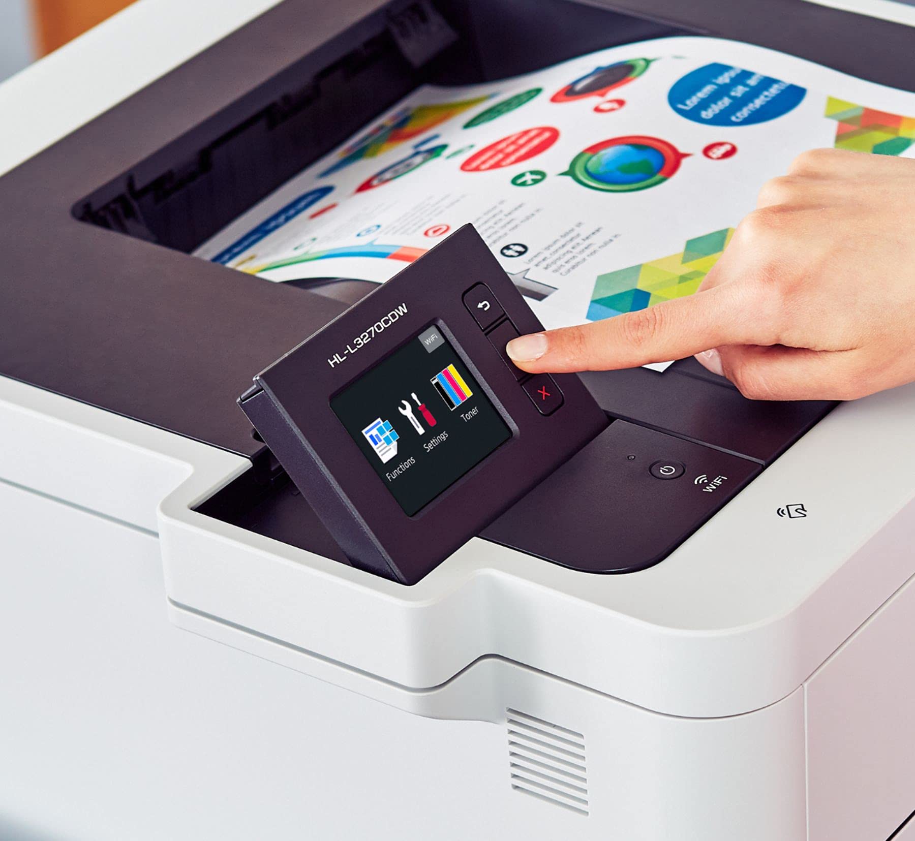 Brother HL-L3270 CDW Compact Wireless Digital Color Laser Printer with NFC for Home Office, White - Print Only - 2.7" Color Touchscreen, 25 ppm, 2400 x 600 dpi, Auto Duplex Printing, 250 Sheet