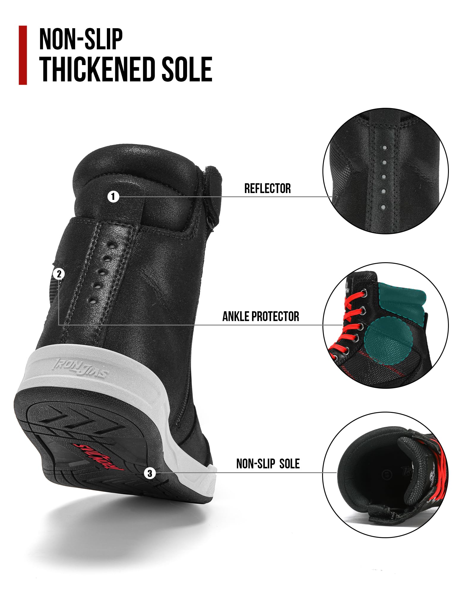 BORLENI Motorcycle Riding Shoes Road Street Motocross Protective Boots for Men, Casual Breathable Powersports Shoes