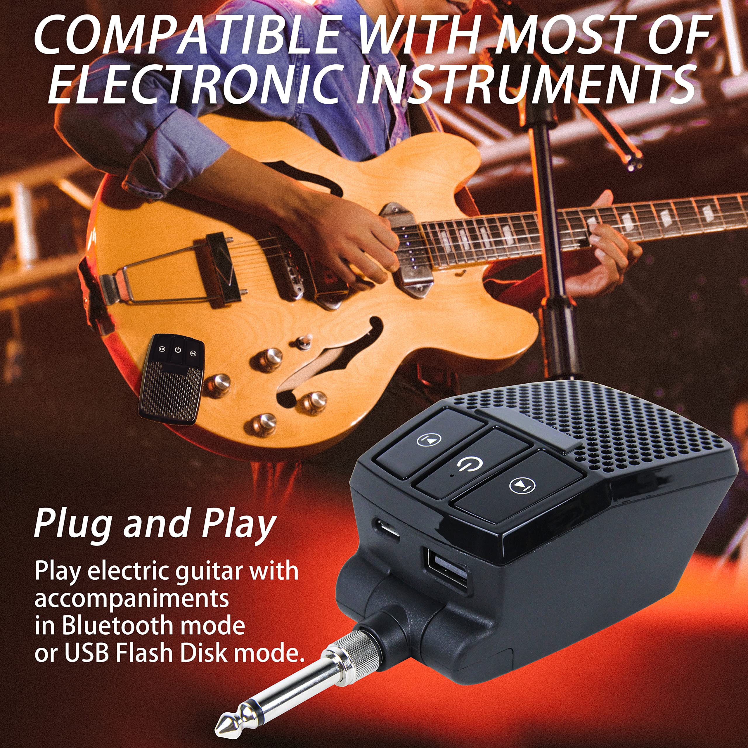 Cootime Portable Musical Instrument Speaker, Mini Amplifier with 6.35mm 3.5mm Plug Aux Audio Input, Accompaniment Speaker for EWI, Aerophone, Electric Guitar Bass, Keyboard Piano