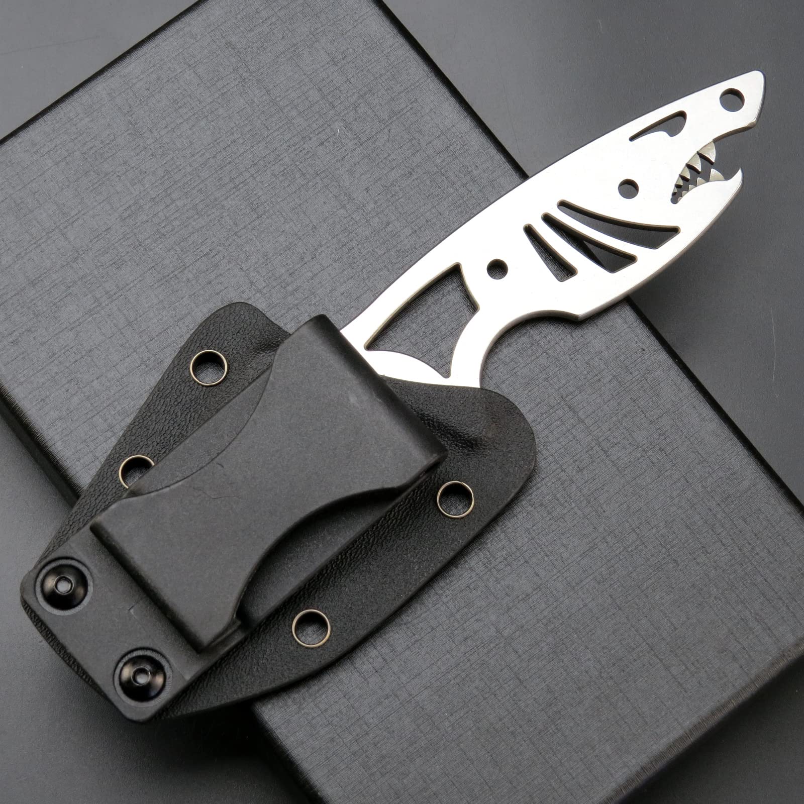 Ccanku C1139 Fixed Blade Knife,D2 Steel Blade Knife with K Sheath, EDC Tool Knife with Can Opener for Outdoor, Camping, Hunting, Hiking(Silver)