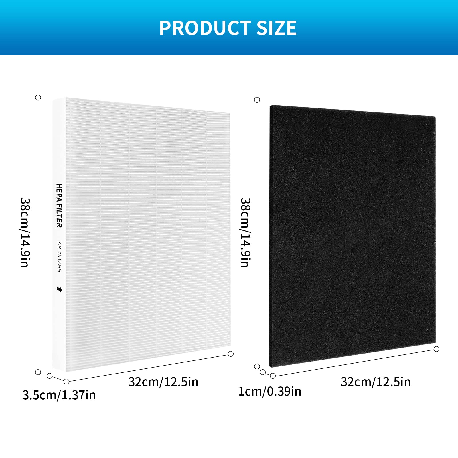 KEEPOW Hepa Filter Replacement Compatible with Coway Air Purifiers, AP-1512HH Filter Replacement Compatible with Coway Airmega AP-1512HH, Part 3304899, 1 Hepa Filters and 2 Carbon Filters (3 Pack)