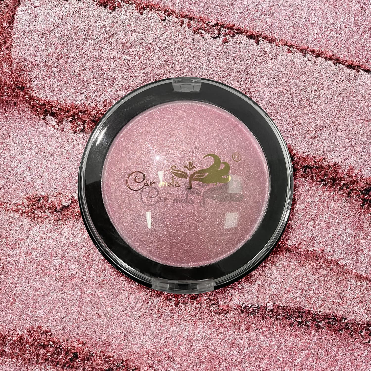 CarMela Powder Blush, Shimmery Pink Blush and Eyeshadow 2 in 1 Makeup Palette, Blendable Baked Blush