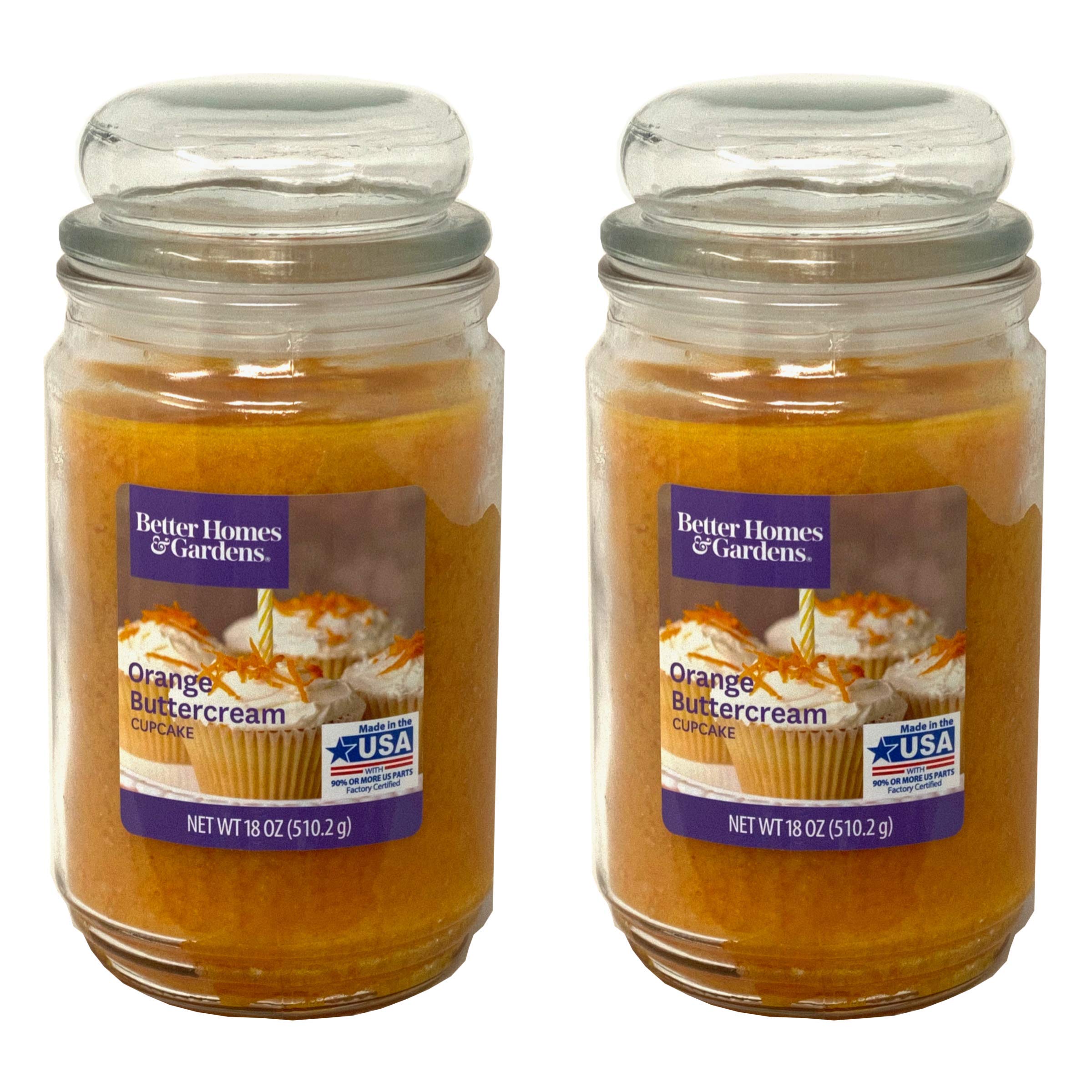 Better Homes Gardens 18oz Scented Candle, Orange Buttercream Cupcake 2-Pack