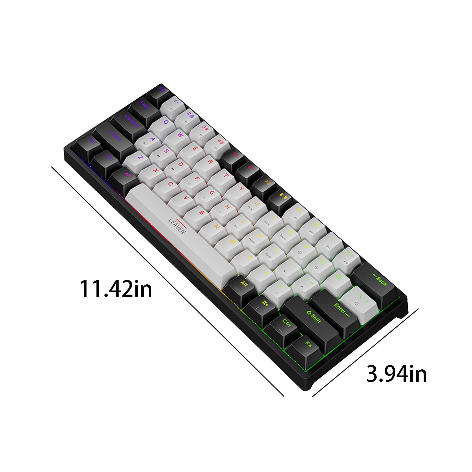 Charella Wired 60% Mechanical Gaming Keyboard RGB Backlit Compact 61 Keys Mini Keyboard with Blue Switches for Windows Pc VE1