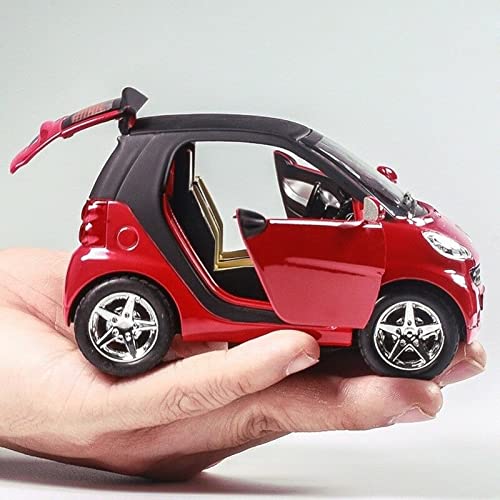 NC Red Pull Back Car Diecast Car Model Collectible Toy Scale 1/32 for Smart Fortwo