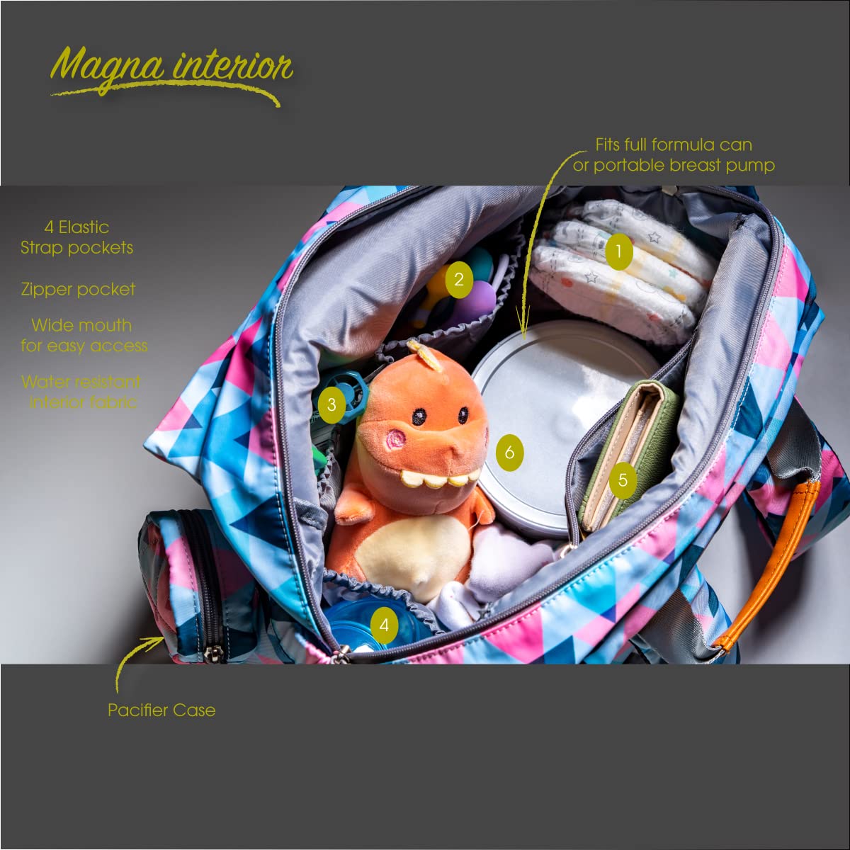 Clamera Diaper Bag Backpack β 5-in-1 Magna Travel Back Pack β Extra Large Diaper Bag with Changing Pad, Diaper Pouch, Pacifier Pouch & Stroller Hangers