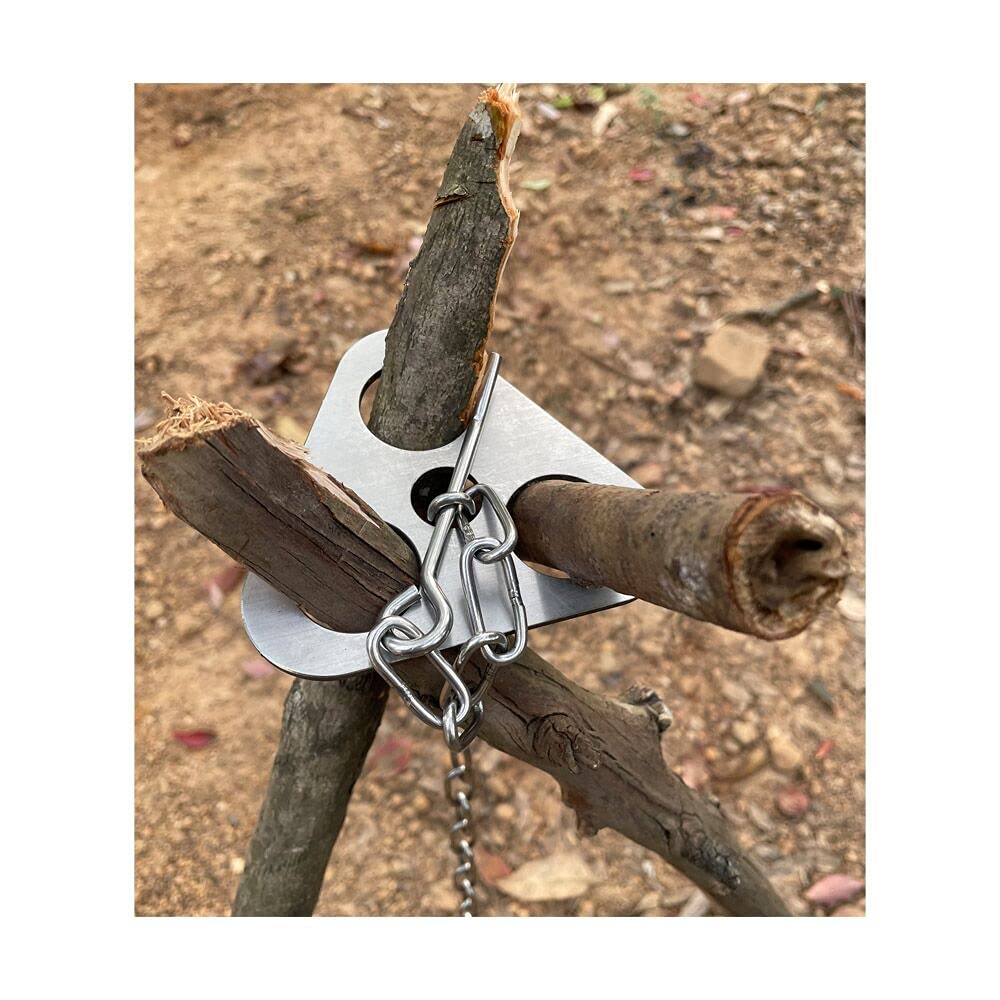 Campfire Tripod Board Camping Tripod for Cooking Stainless Steel Campfire Support Plate Portable Tripod Grill Accessories with Adjustable Chain for Hanging Cookware Lantern