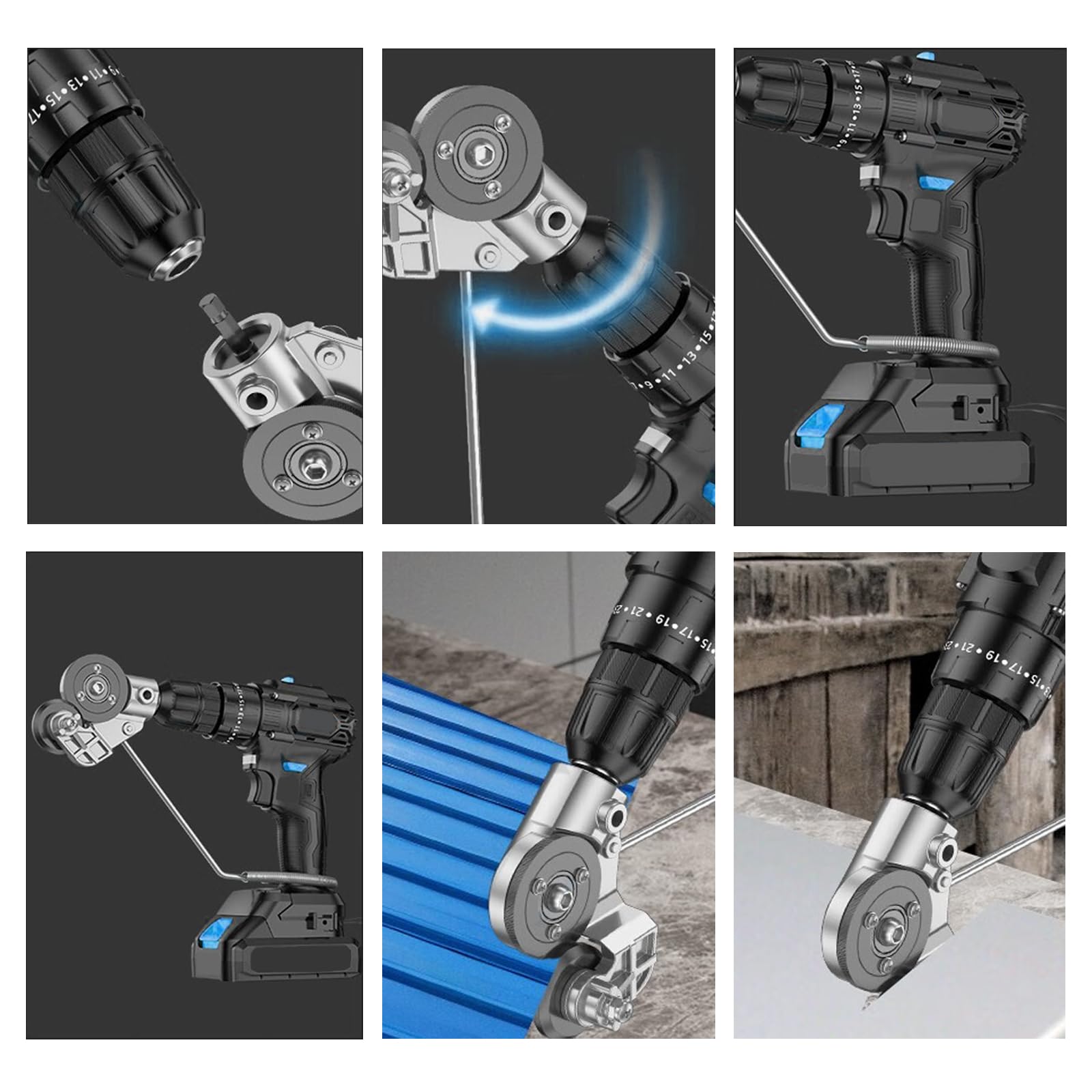 Drill Plate Cutter Attachment - Upgraded Metal Nibbler Drill Shears for Cutting Flat Metal Sheets, Cutter Tool Adapter for Cutting Iron, White Sheet, Steel, Copper, Aluminum