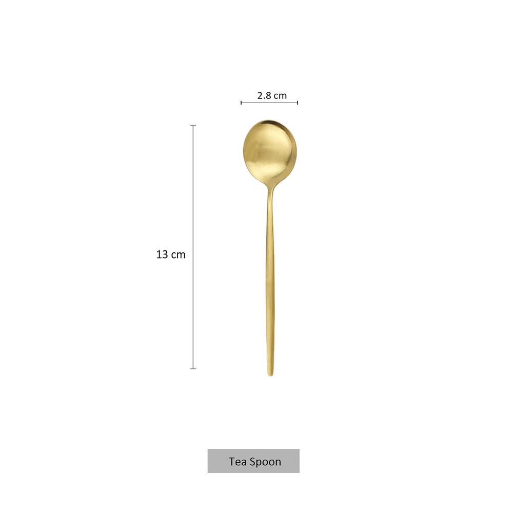 Gugrida 4Pcs Matte Tea Spoon Cutlery Stainless Steel Coffee Spoon Silverware Small Stirring Spoon Tableware Kitchen Flatware 5.11" Gold Red