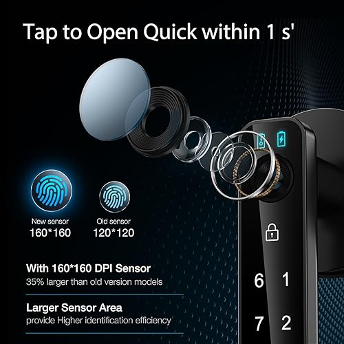 Fingerprint Door Lock, Smart Fingerprint Door knob-biometric Door Lock,with passcode keypad keyless Entry Door Handle,for Bedroom Home Hotel Office Apartment