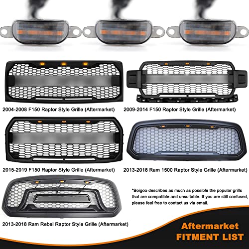 Boigoo Front Grille Lights Compatible for Ford F-150 Raptor 2004-2019 & Dodge Ram 1500 2013-2018 Aftermarket Grilles, Auto Grid Decorative LED (Blue)