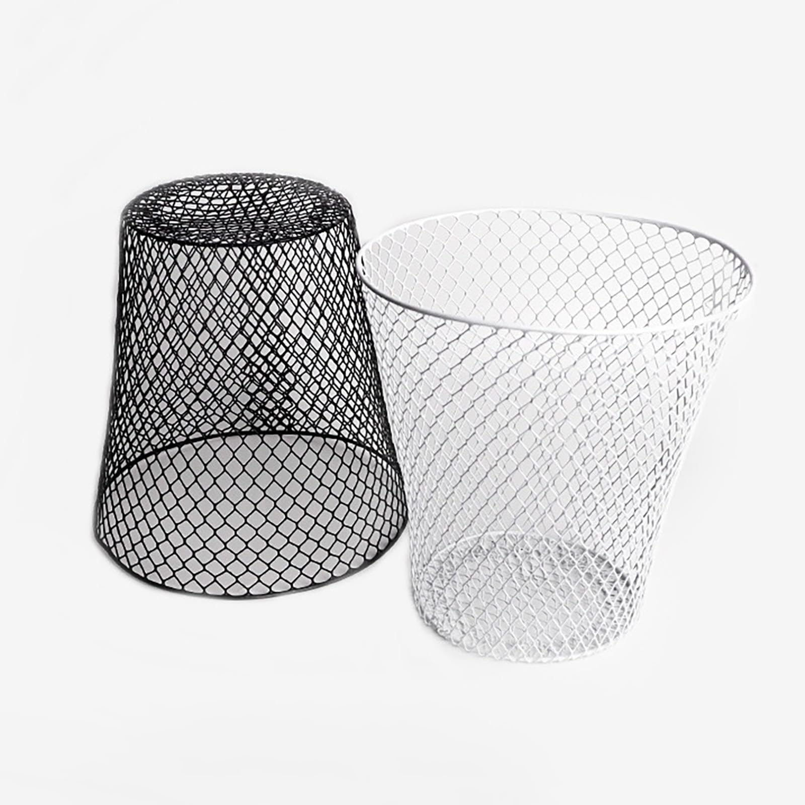 Generic Wire Mesh Round Waste Basket, 9in Lightweight Trash Can Open Top Wastebasket Recycling Bins Desk Office School Garbage Cans Home Essential & Custom Storage Carrier (1, White)