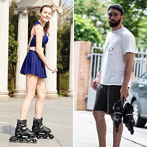 ITurnGlow Adjustable Inline Skates for Kids and Adults with Light up Wheels Beginner Skates Fun Illuminating Roller Skates for Kids Boys and Ladies