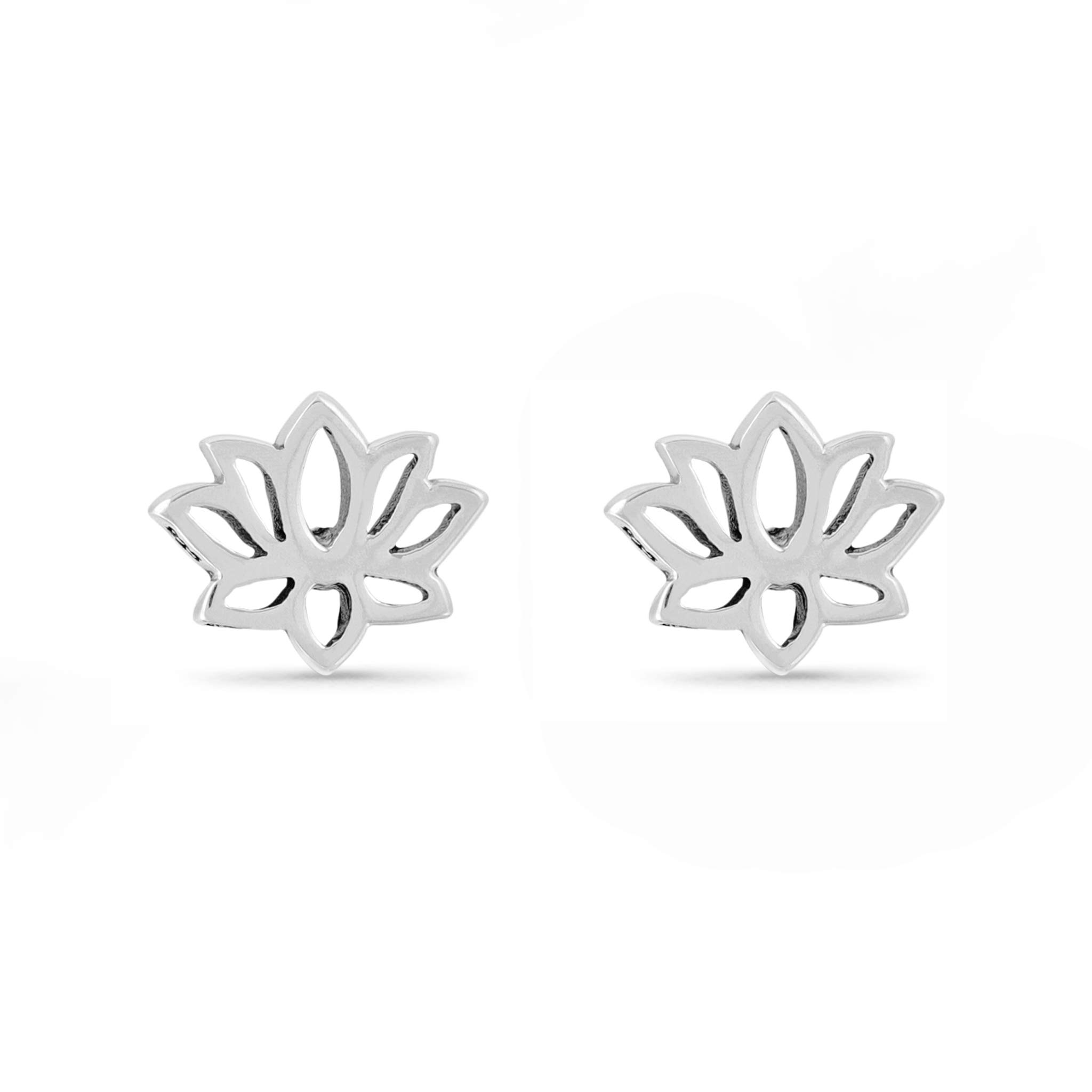 Boma Jewelry Sterling Silver Lotus Blossom Flower Stud Earrings