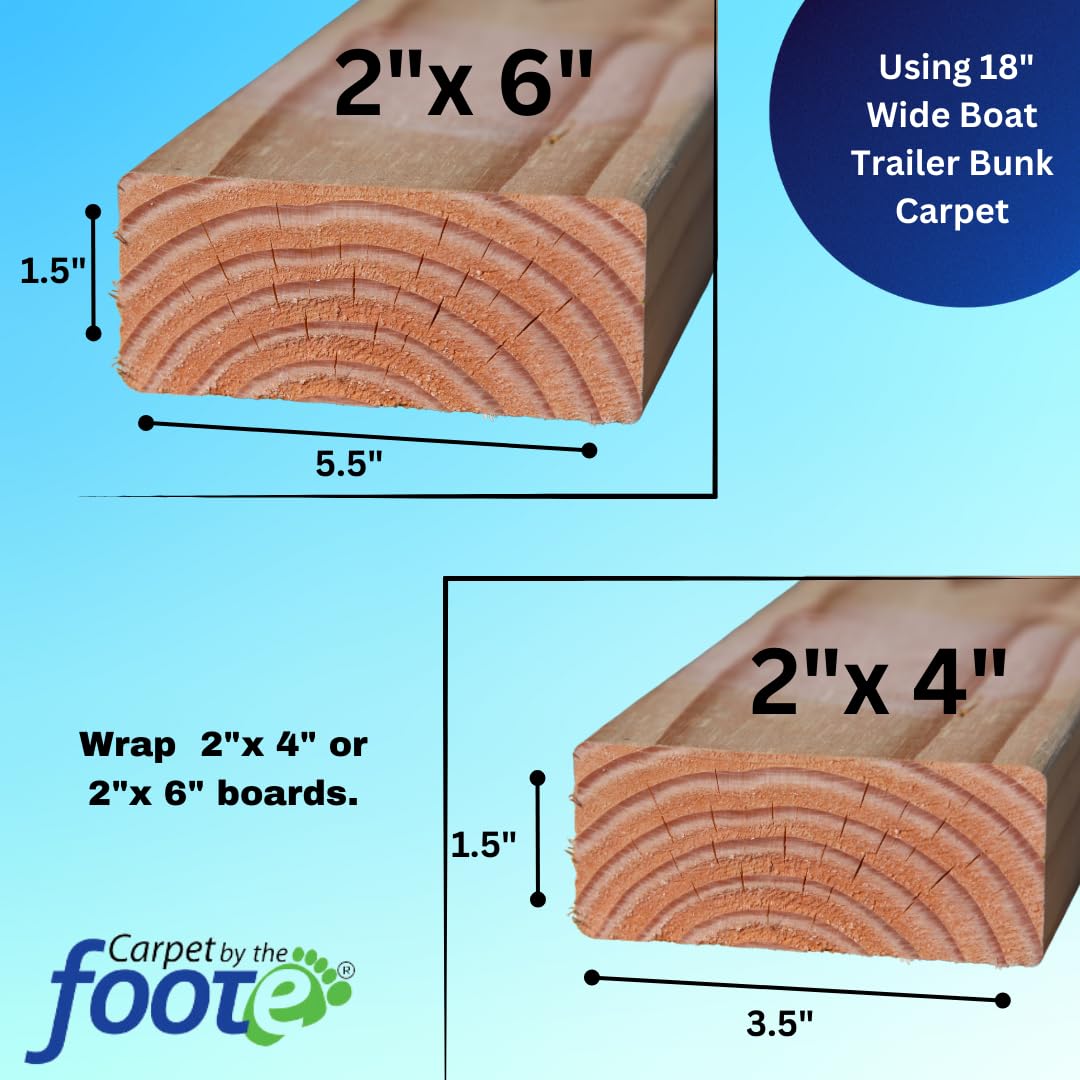 Carpet by the Foote, Boat Trailer Bunk Carpet, Trailer Guide Carpet, Marine Carpet, Boat Carpet, Bunk Padding,18" x 30', Black