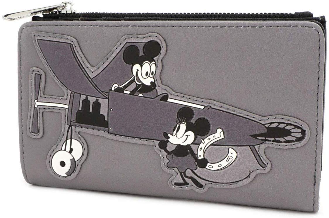 Loungefly x Disney Mickey Mouse Plane Crazy Small Wallet (Grey, One Size)