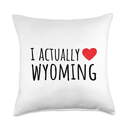 I Actually Love State Style (WYOMING) I Actually Love (Heart) Wyoming – American State Throw Pillow, 18x18, Multicolor