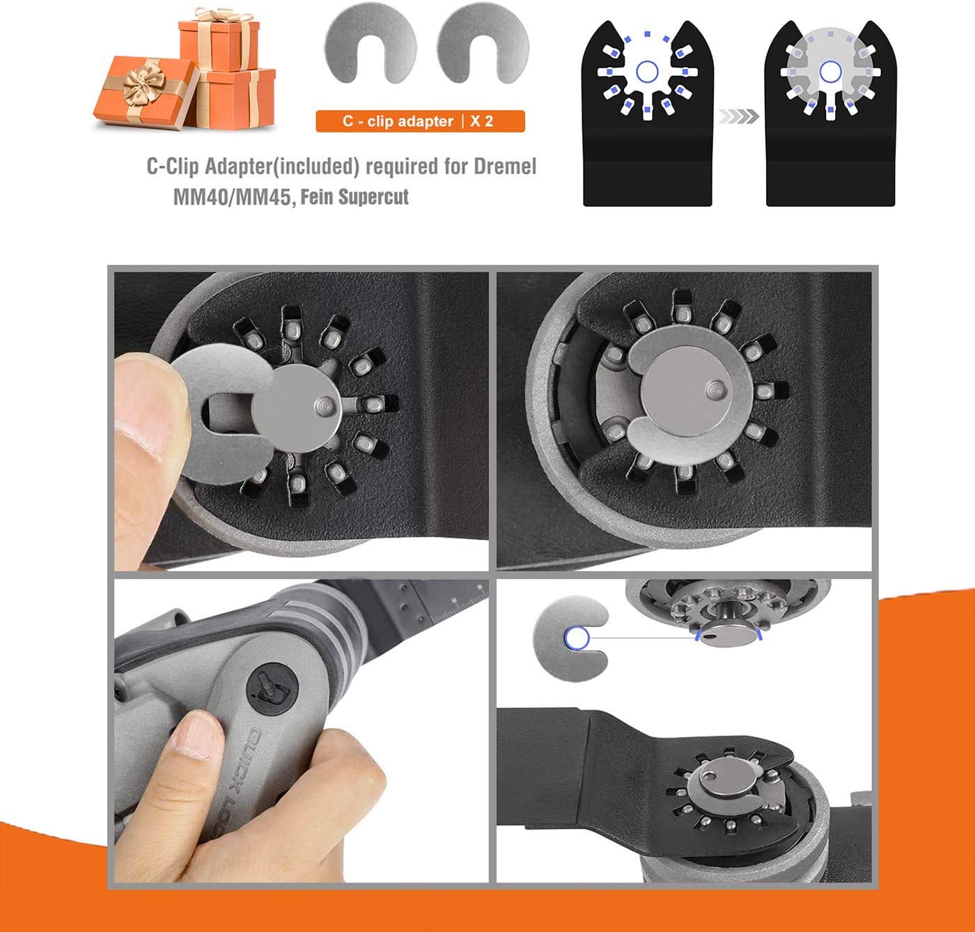 LEILUO 5 Pcs Titanium Multitool Blade Kits for Wood Nails Drywall Cutting Oscillating Saw Blades Universal Oscillating Tool Accessories with Storage Bag Compatible with DeWalt Makita Dremel and More
