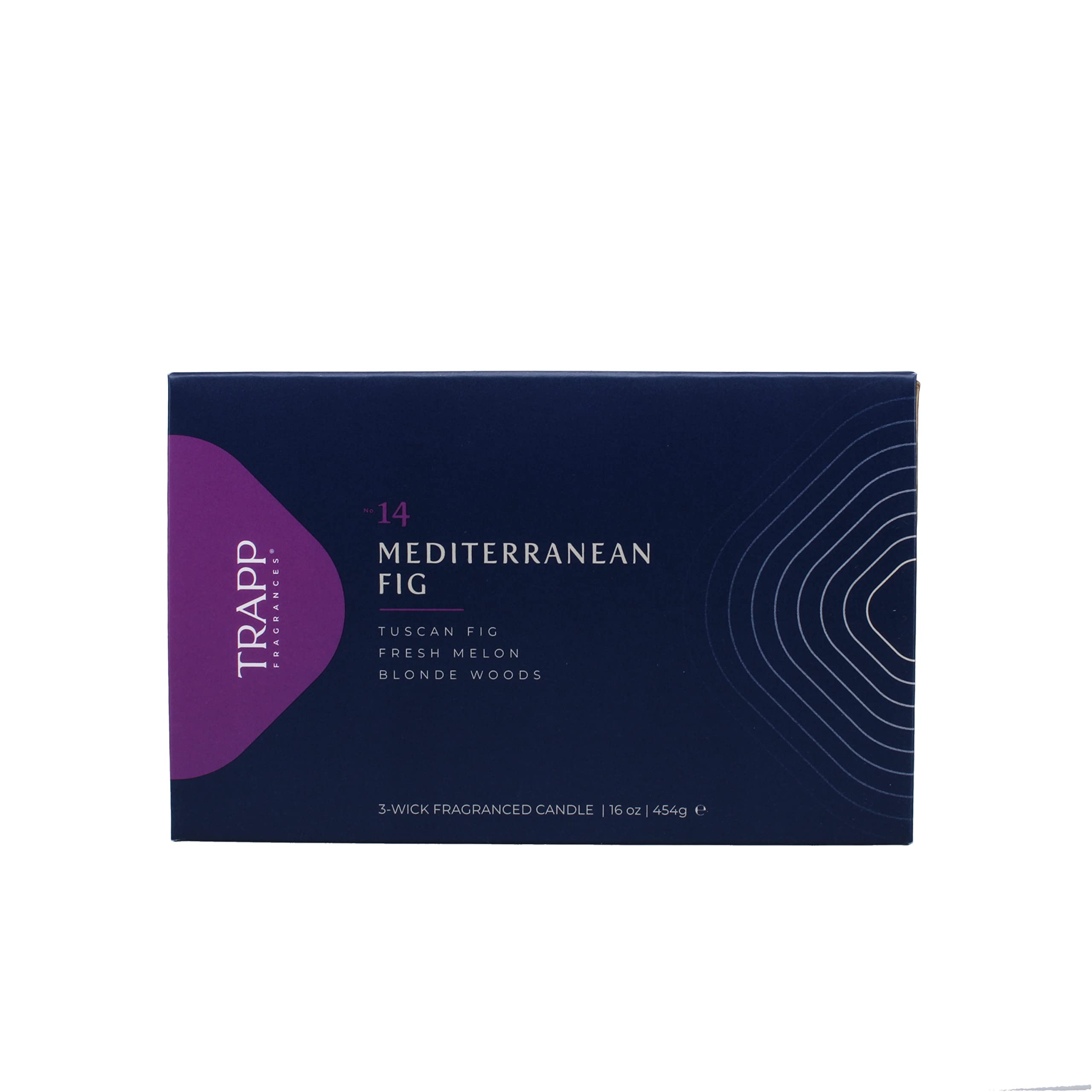 Trapp - No. 14 Mediterranean Fig - 16 oz. 3-Wick Candle - Aromatic Home Fragrance with Fruity Scent of Tuscan Fig, Fresh Melon, & Blonde Woods Notes - Soy Wax Blend
