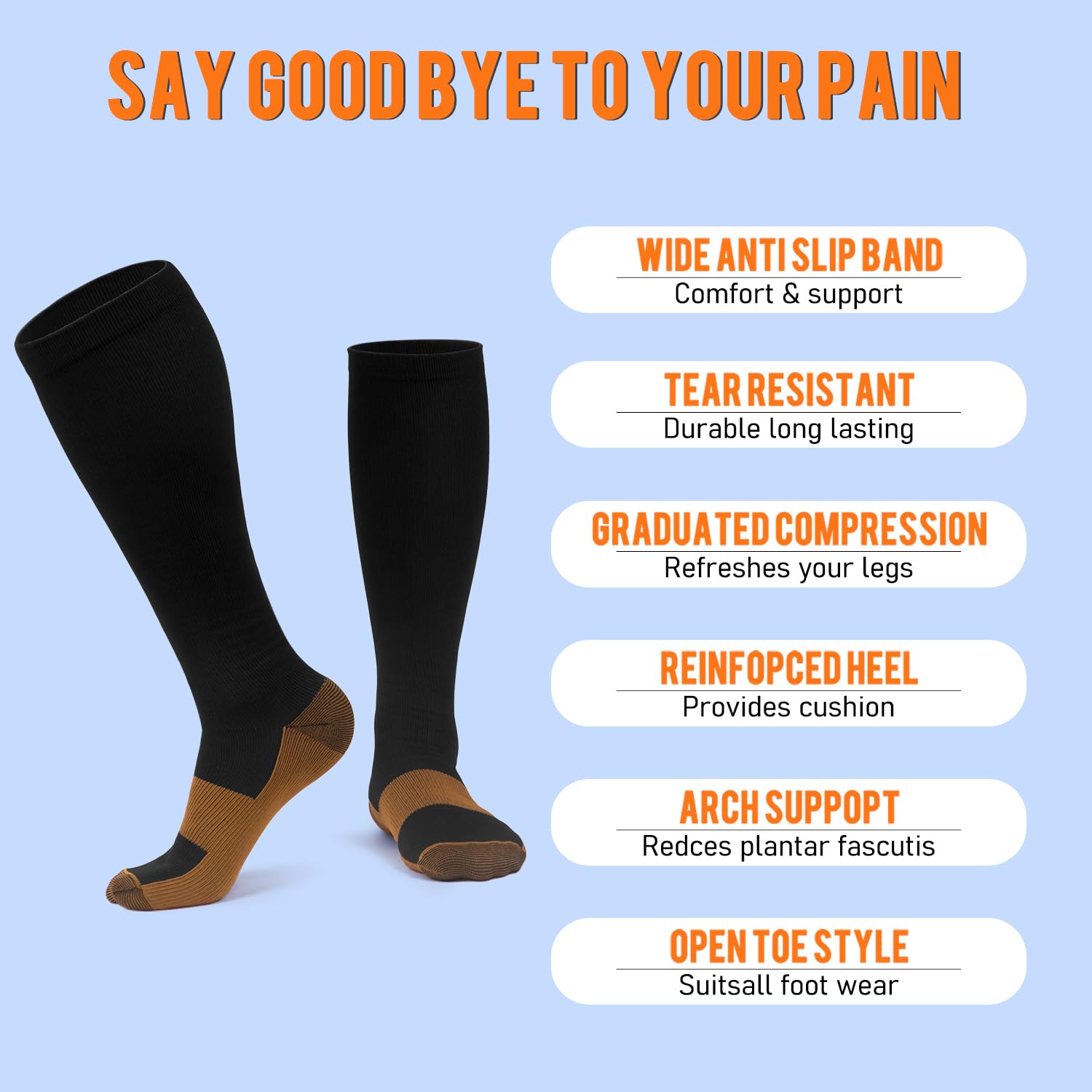 Copper Compression Socks for Women & Men Open Toe 15-20mmHg is Best Support for Circulation Recovery and All Day Wear