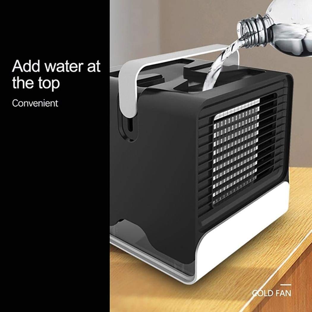 Bokang Portable Air Conditioner Fan, Personal Mini Evaporative Air Cooler Desk Humidifier Misting Fan with Handle,New Desktop Air Cooler Low Noise And Simple Appearance Design with Night Light